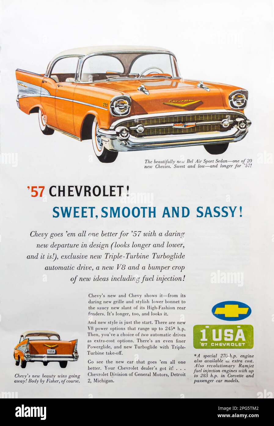 '57 Chevrolet advert in a Natgeo magazine, December 1956 Stock Photo ...