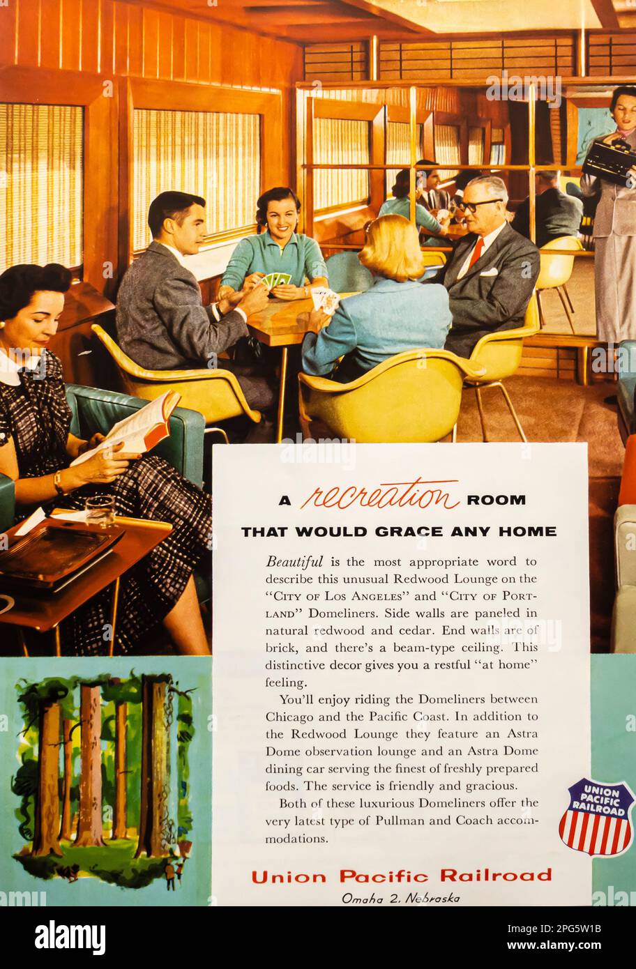 Union Pacific Railroad rectreation room advert in a Natgeo magazine ...
