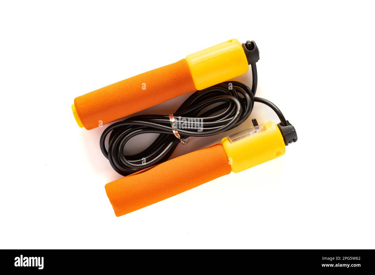 top view skipping rope with digital counters on white background Stock ...