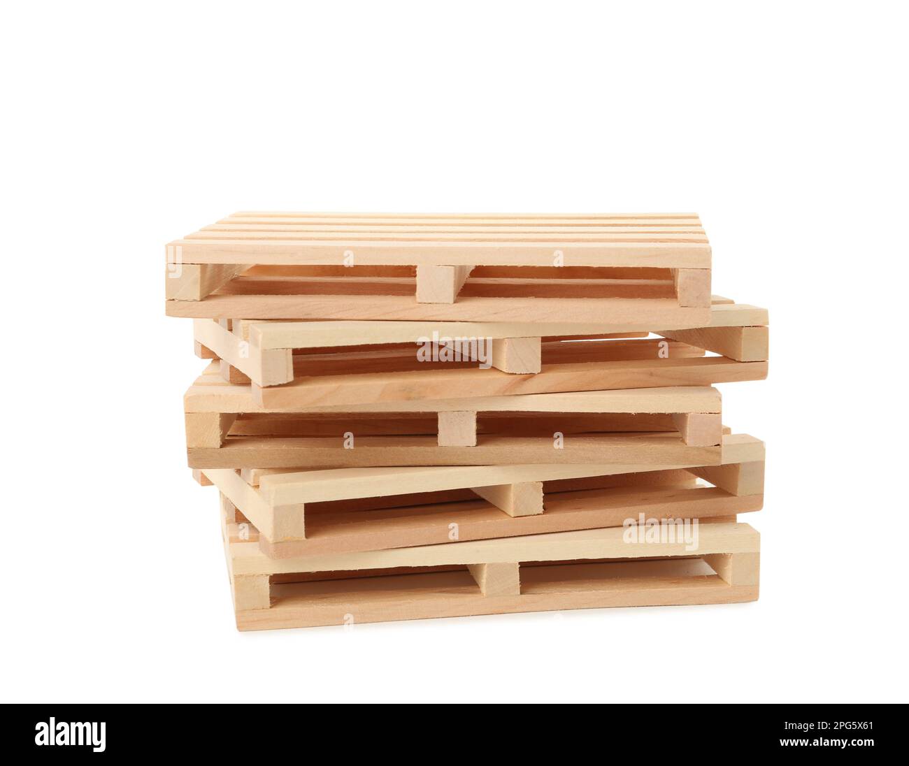 Stack of small wooden pallets on white background Stock Photo - Alamy