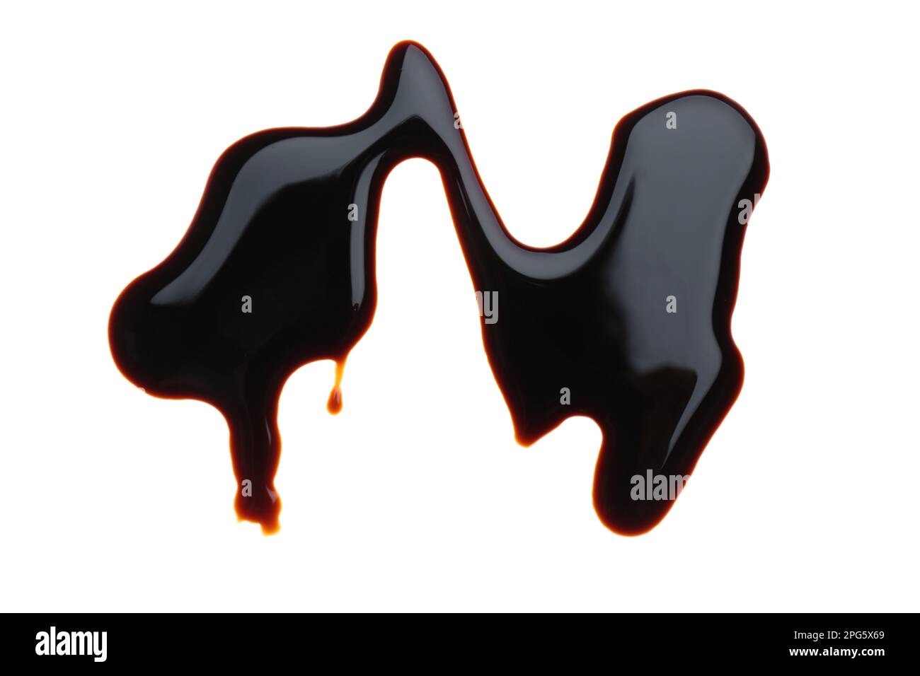Spilled soy sauce on white background, top view Stock Photo - Alamy