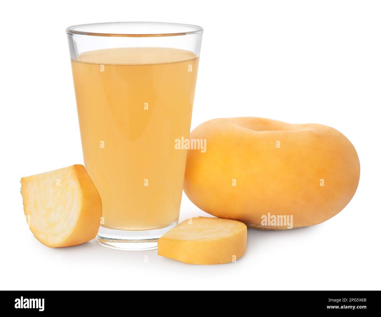 Glass of freshly made turnip juice on white background Stock Photo - Alamy