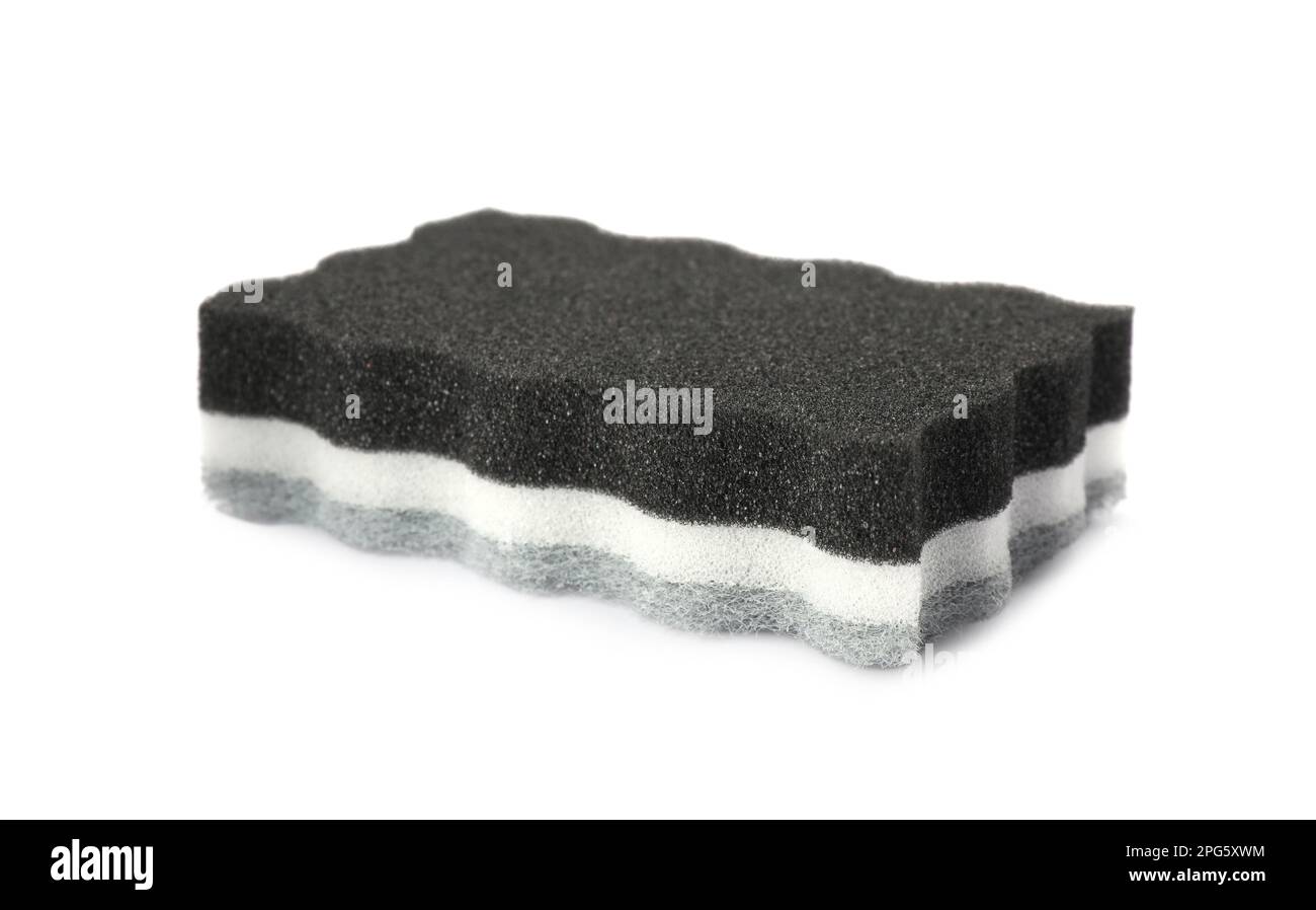 Layered cleaning sponge with abrasive scourer isolated on white Stock ...
