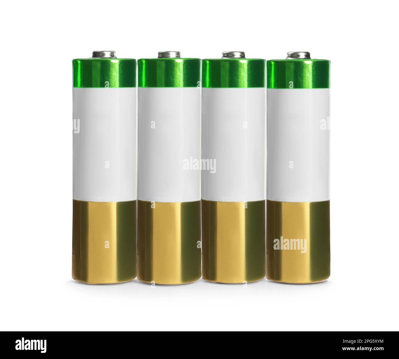 New AA batteries on white background. Dry cell Stock Photo - Alamy
