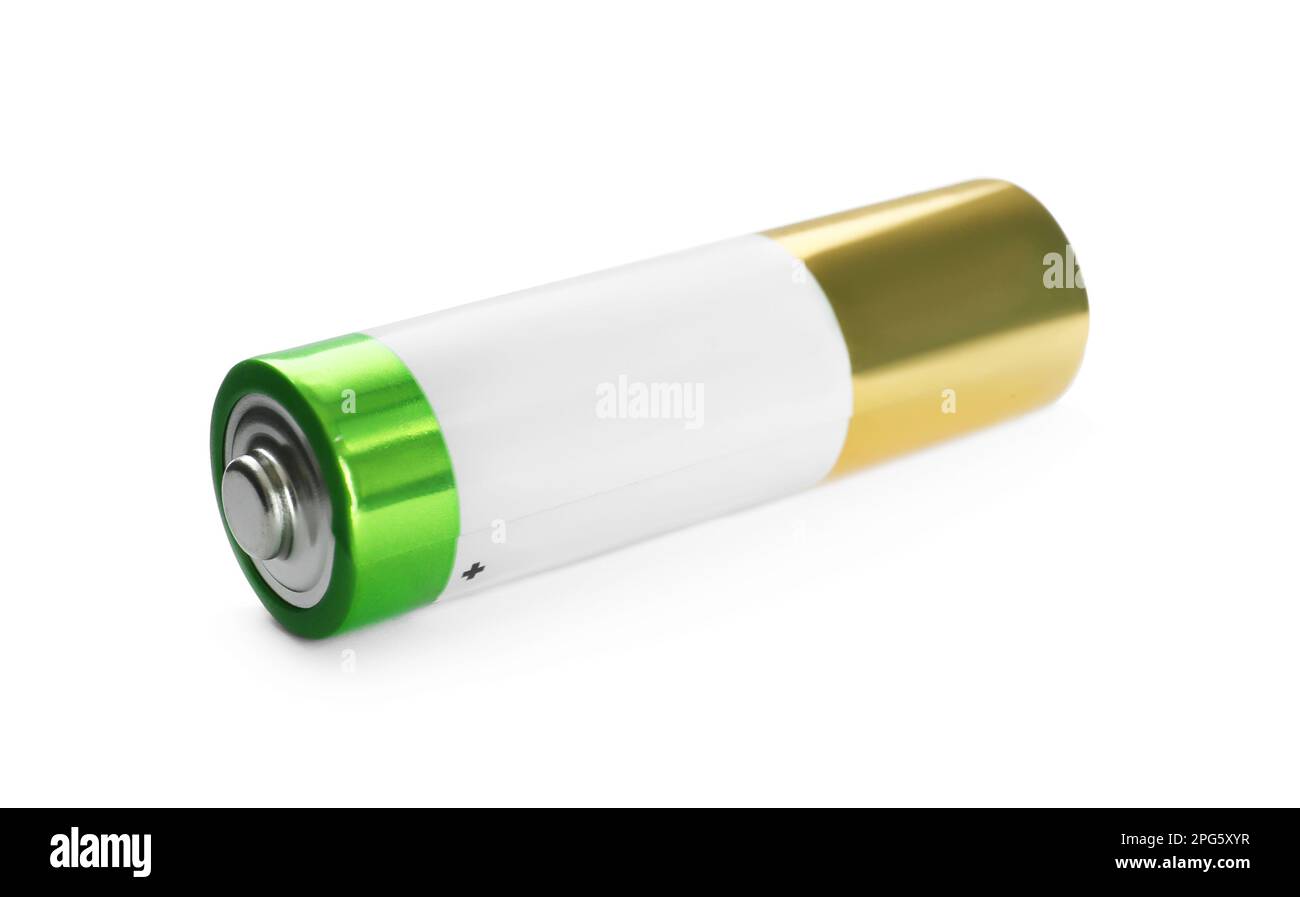 New AA battery isolated on white. Dry cell Stock Photo - Alamy
