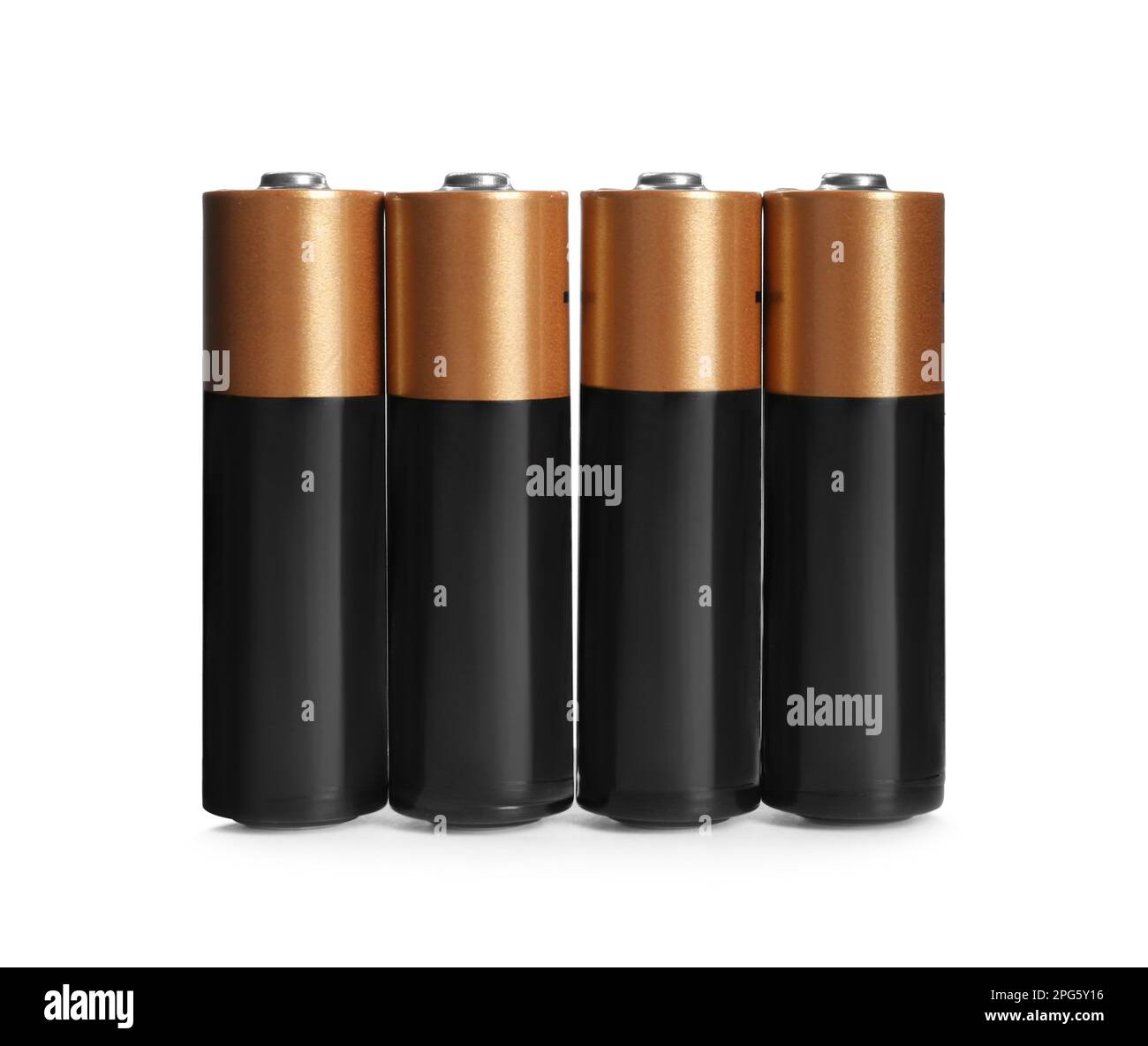 New AA batteries on white background. Dry cell Stock Photo - Alamy