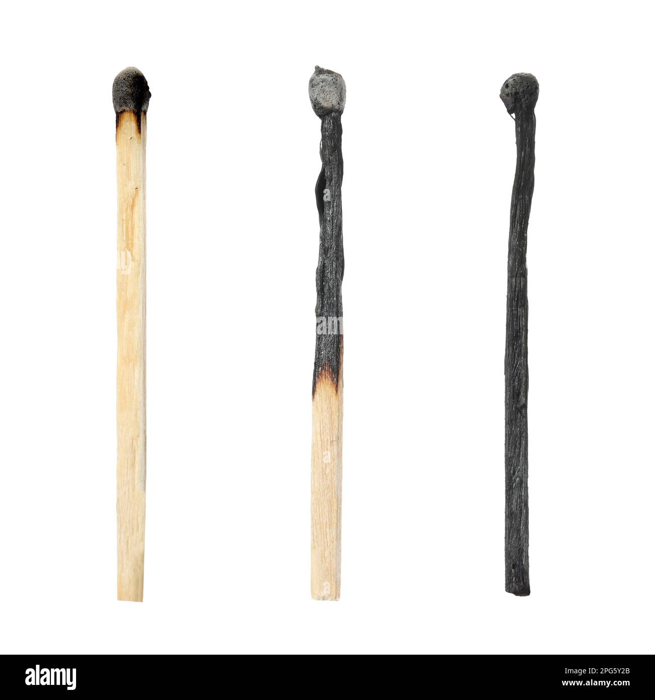 Set with burnt matches on white background Stock Photo - Alamy