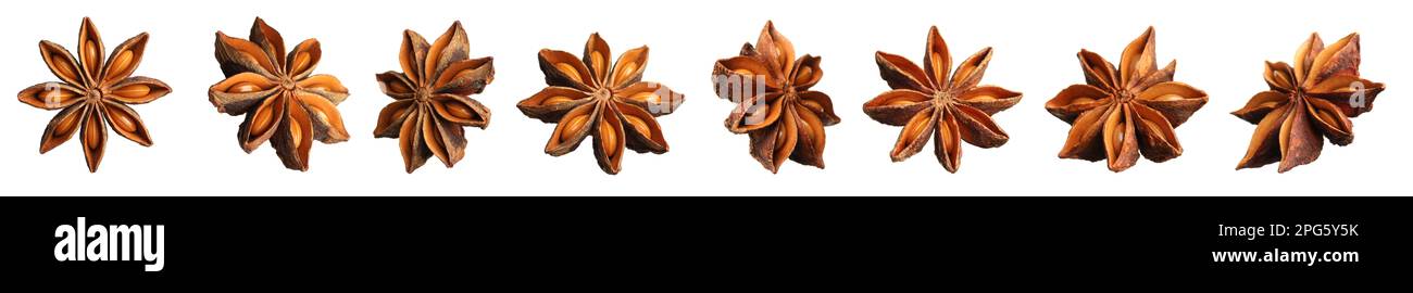 Set with dry anise anise stars on white background. Banner design Stock ...
