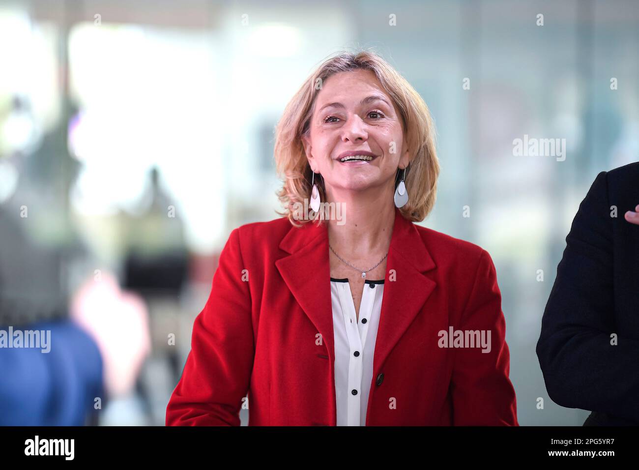 Valerie Pecresse during a new swimming competition, the Giant Open on ...