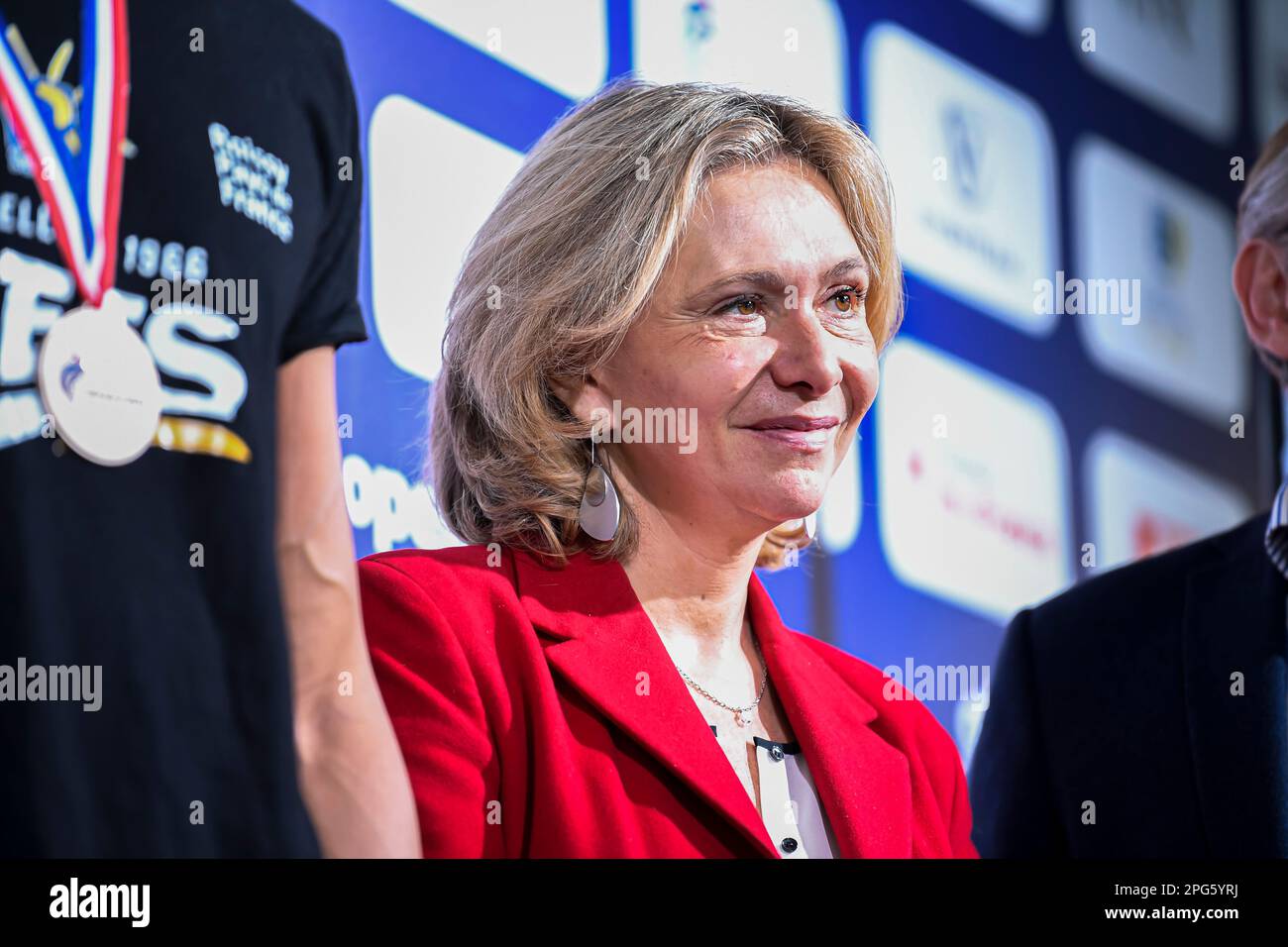 Valerie Pecresse during a new swimming competition, the Giant Open on ...