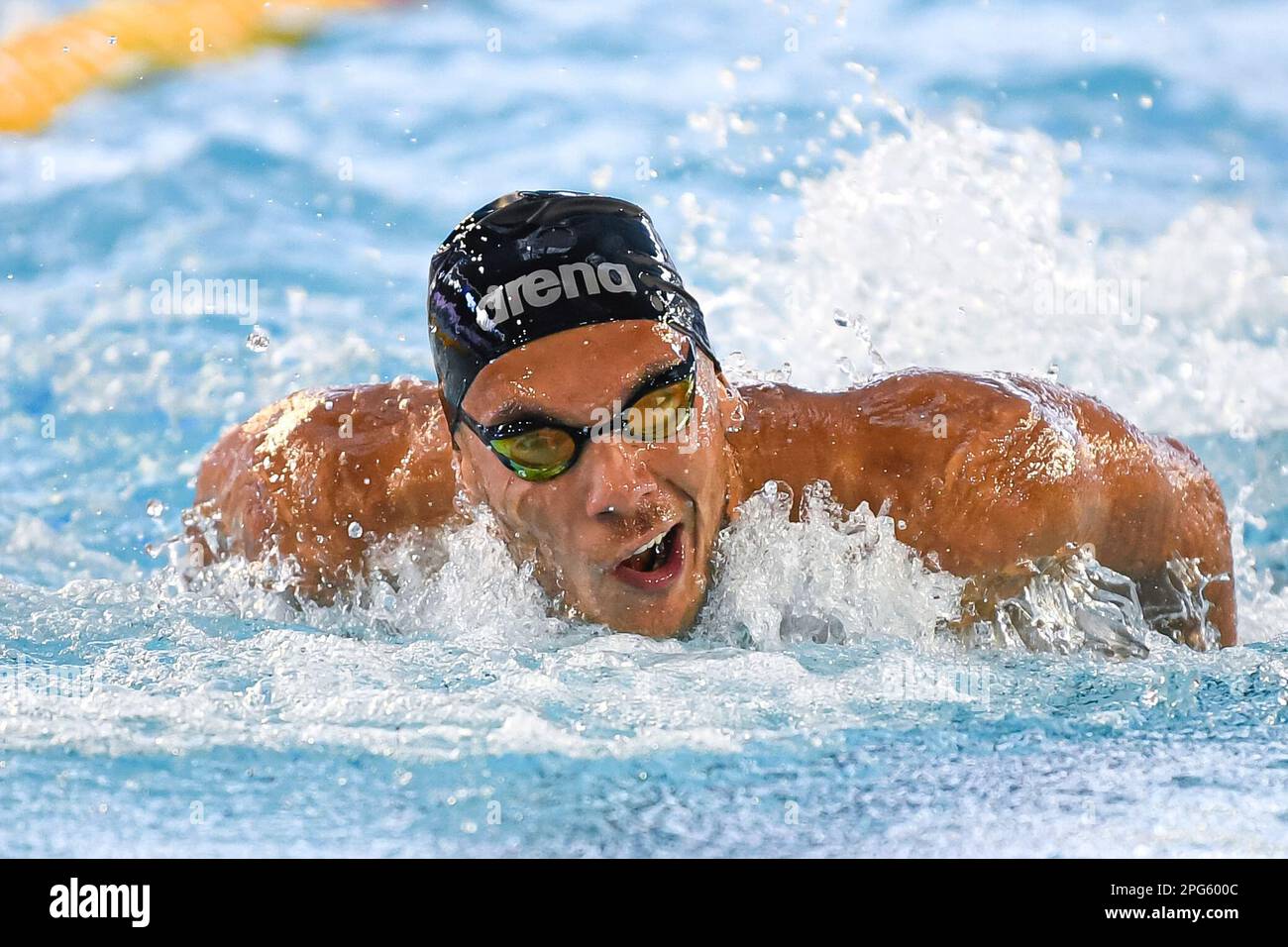Noyan Taylan (butterfly stroke) during a new swimming competition, the ...