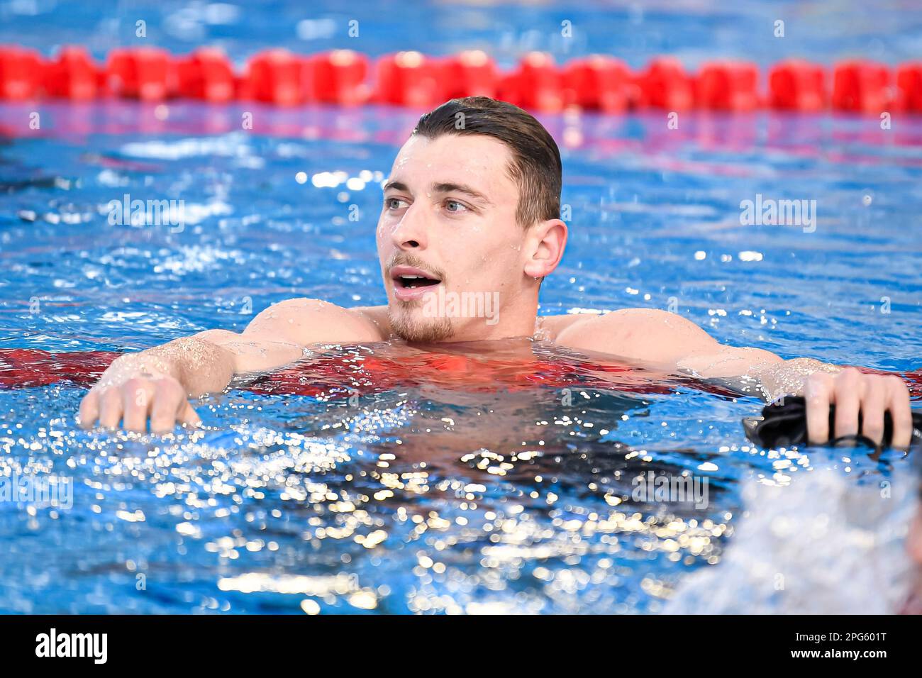 Maxime Grousset during a new swimming competition, the Giant Open on ...