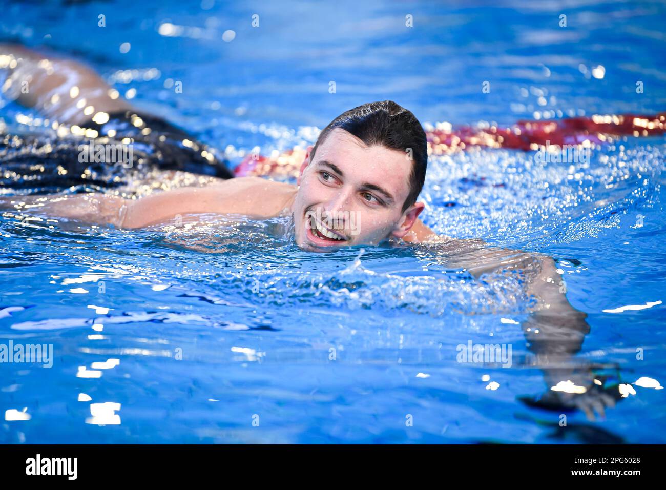 Maxime Grousset during a new swimming competition, the Giant Open on ...
