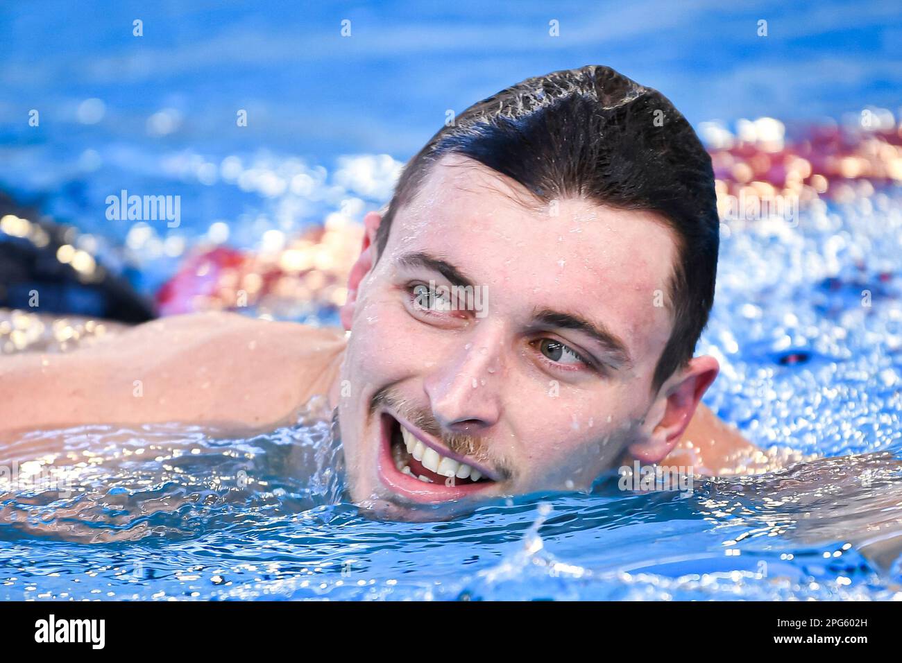 Maxime Grousset during a new swimming competition, the Giant Open on ...