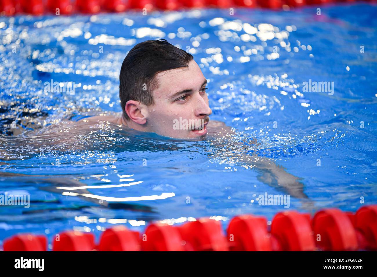 Maxime Grousset during a new swimming competition, the Giant Open on ...