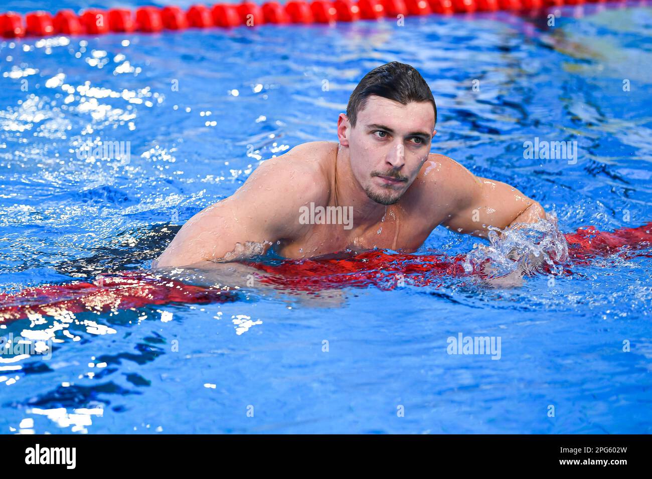 Maxime Grousset during a new swimming competition, the Giant Open on ...
