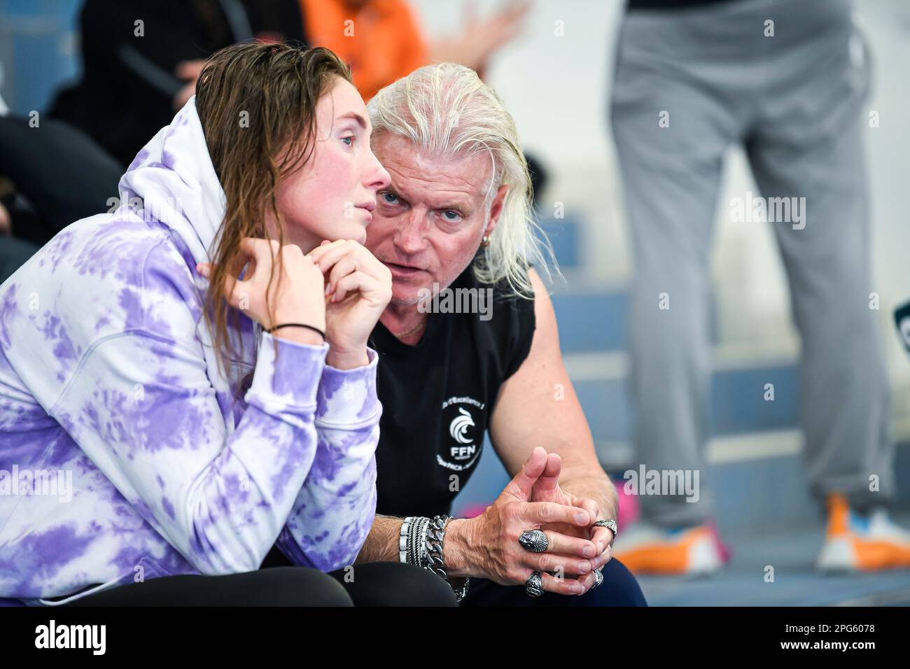 Philippe Lucas French coach during a new swimming competition, the ...