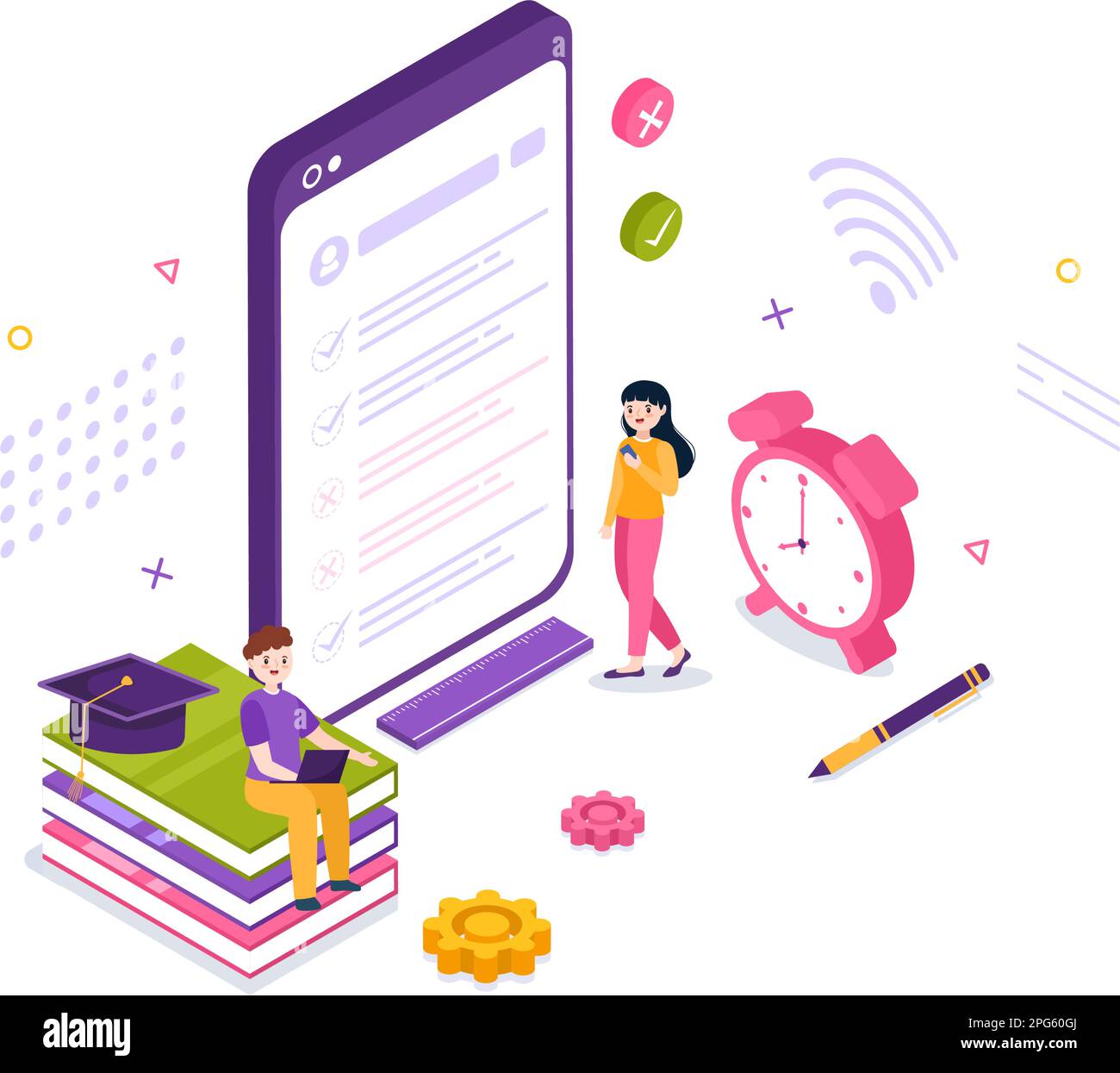 Examination Paper Illustration with Online Exam, Form, Papers Answers ...