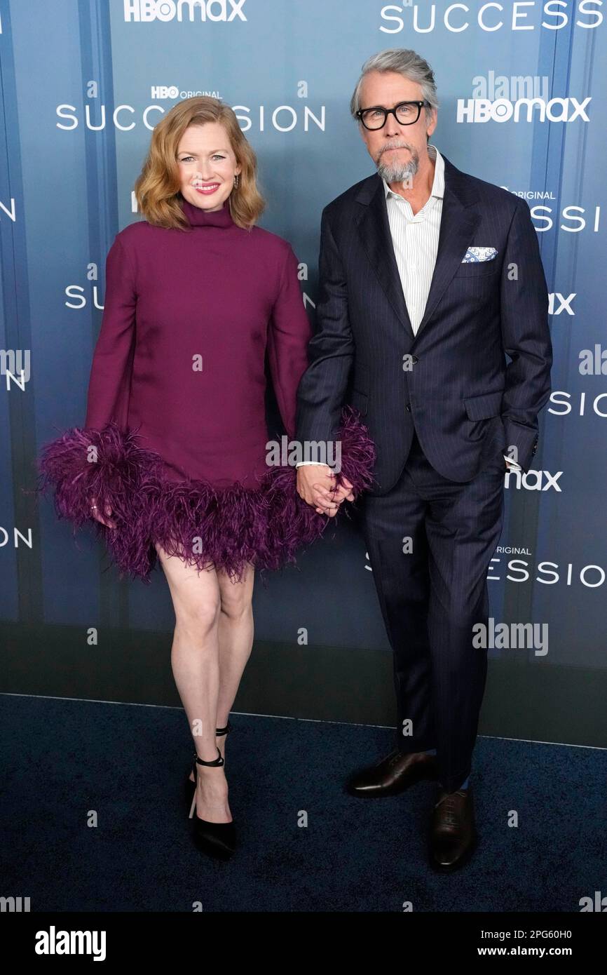 Mireille Enos and Alan Ruck attend the premiere of HBO's "Succession ...