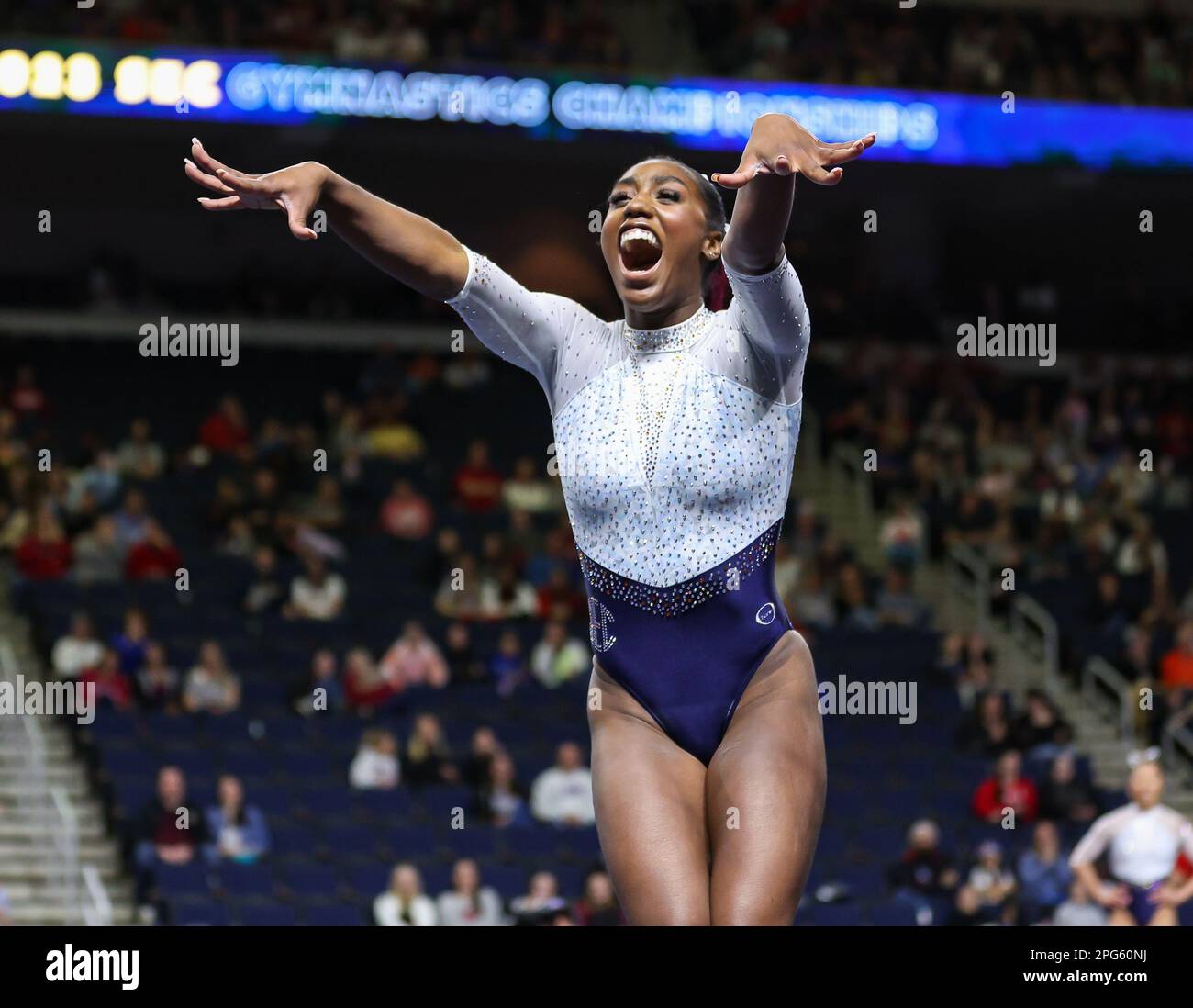 March 18, 2023: Auburn's Derrian Gobourne begins her floor routine ...