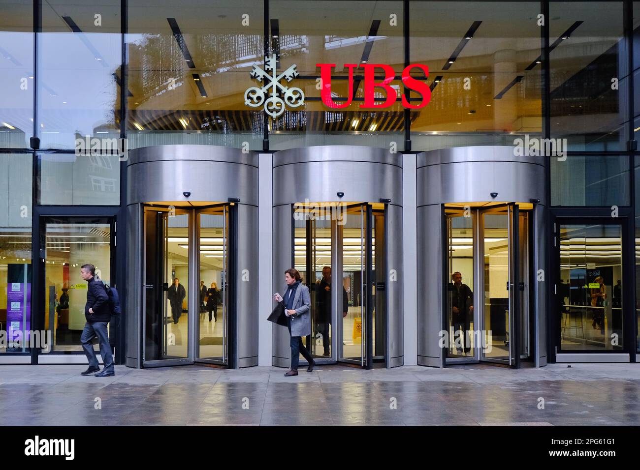 London, UK. 20th March, 2023. The external view of the UBS headquarters ...
