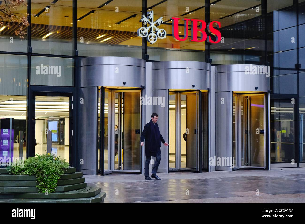 London, UK. 20th March, 2023. The external view of the UBS headquarters ...