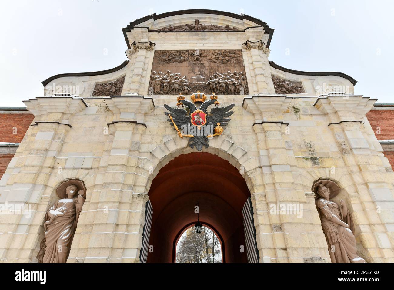 The ancient Peter Gate of the Peter and Paul Fortress in Saint ...