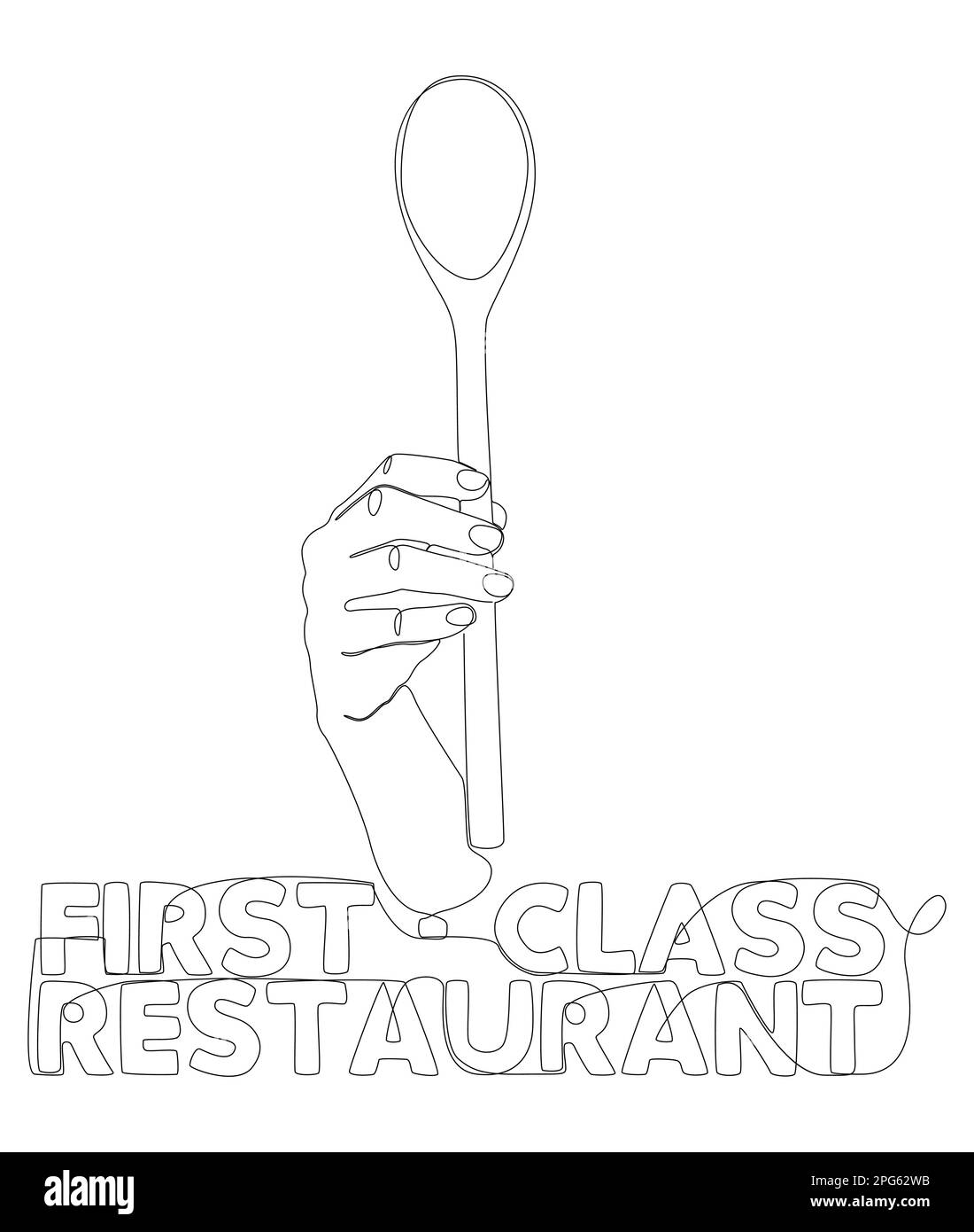 One Continuous Line Of Hand Holding Kitchen Utensil With First Class