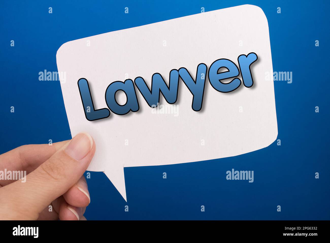 Speech bubble in front of colored background with Lawyer text Stock ...