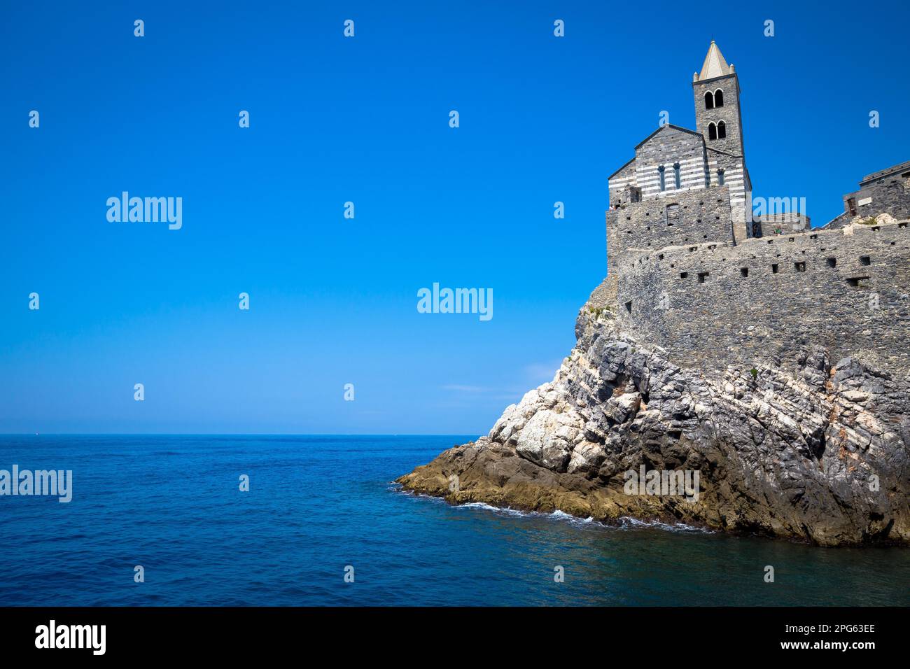Bright colors in this panorama from the sea of San Pietro Church in ...