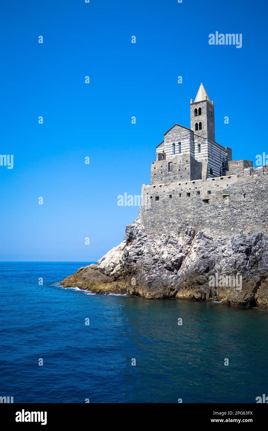 Bright colors in this panorama from the sea of San Pietro Church in ...