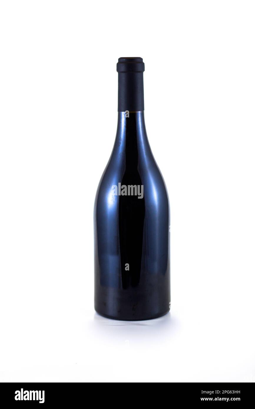 Blank bottle of red wine with no labels Stock Photo - Alamy