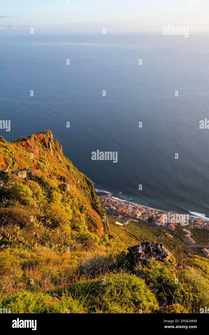 Steep cliff, Greetings landscape in front of sea and coast, Viewpoint ...