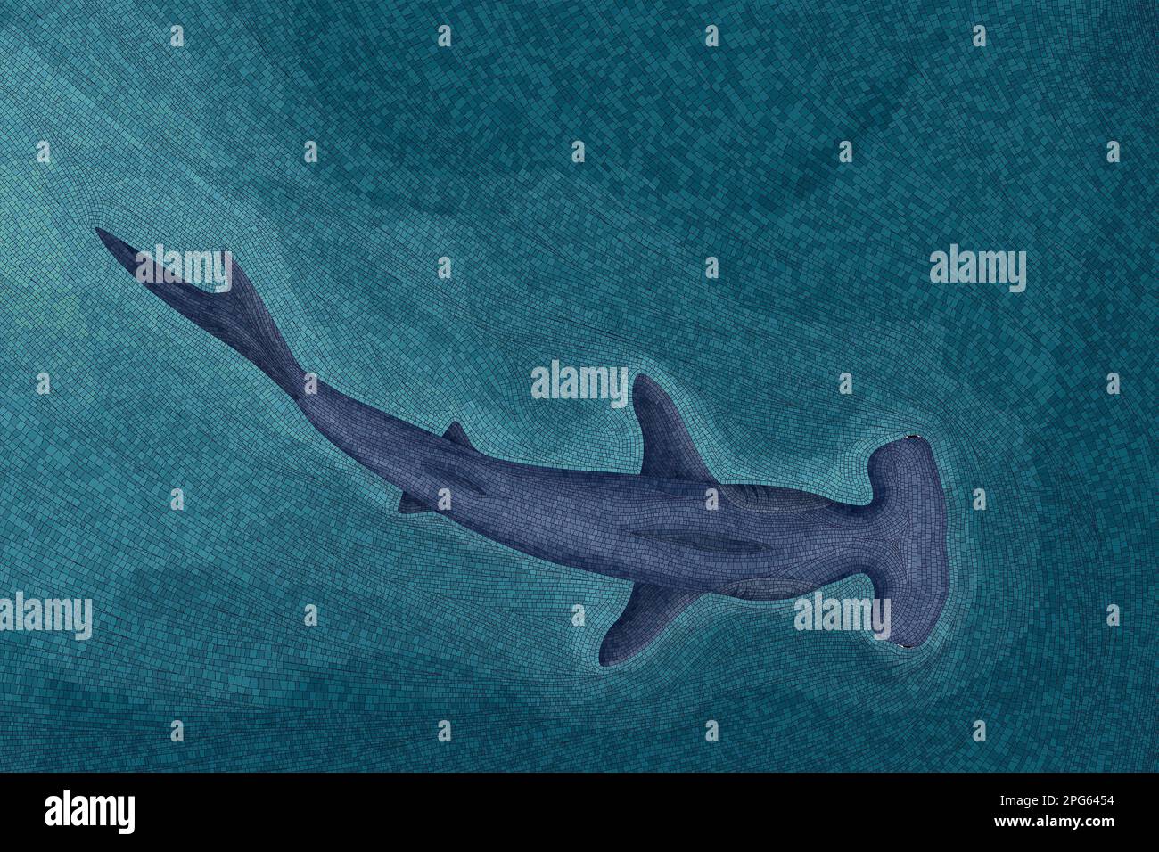 Hammerhead shark graphic mosiac wallpaper, editable vector illustration ...