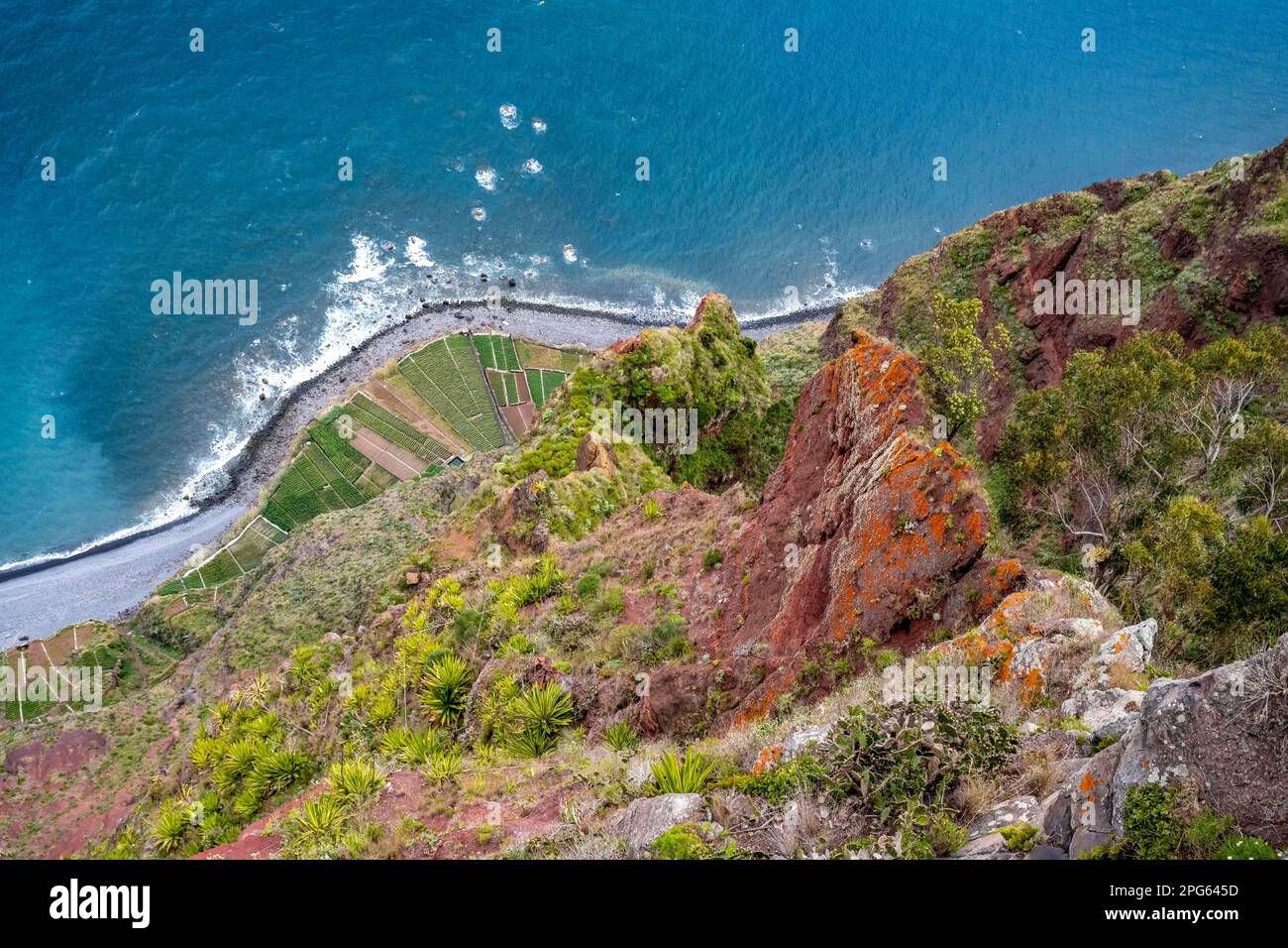 View of coast, Cabo Girao, Europes highest cliff, Madeira Stock Photo ...
