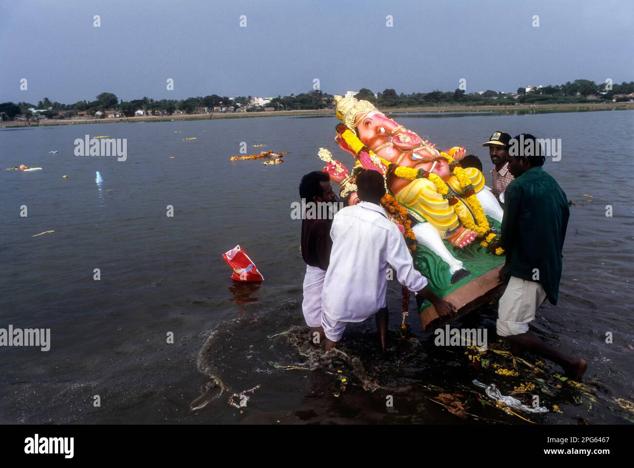 People carrying idol of Lord Ganesha on Ganpati festival, Coimbatore ...