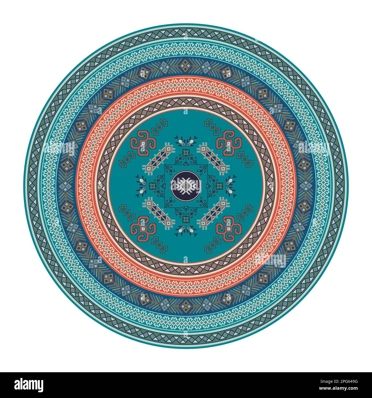 Traditional Kilim round decorative element, vector template Stock Photo ...