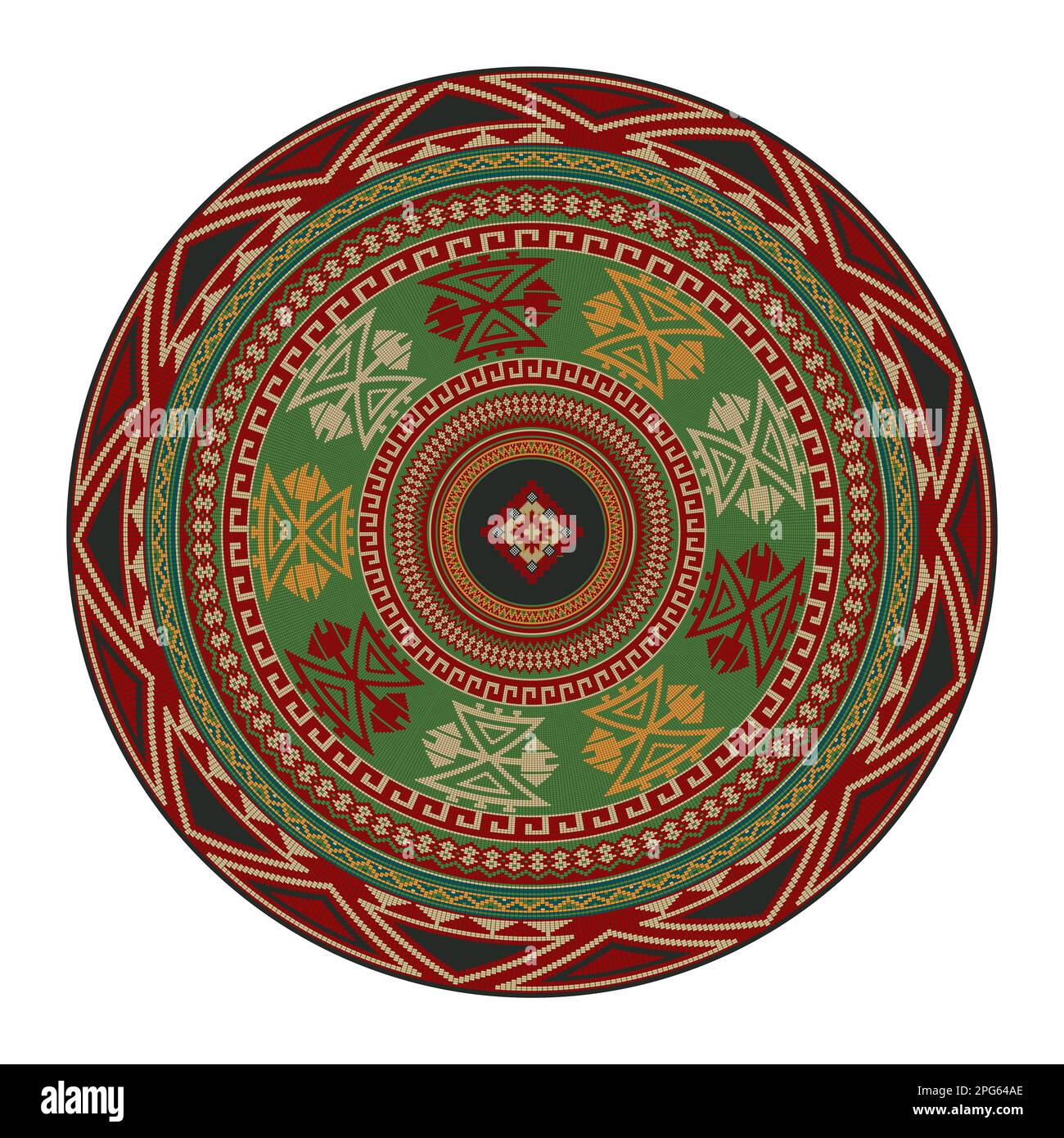 Traditional Kilim round decorative element, vector template Stock Photo ...