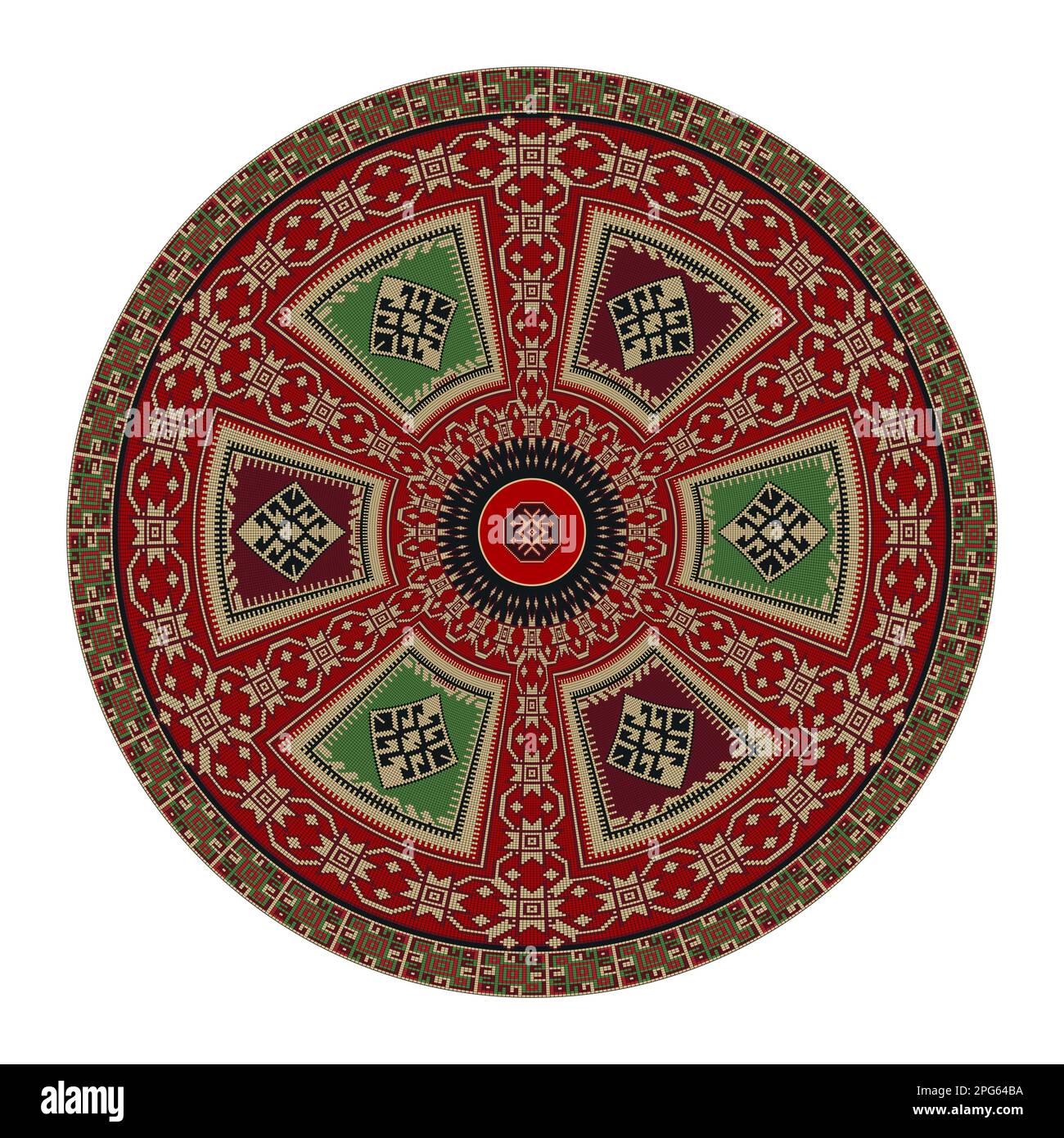 Traditional Kilim round decorative element, vector template Stock Photo ...