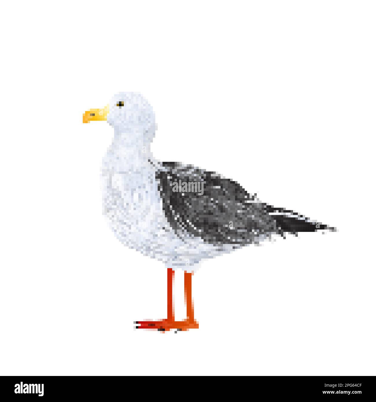 Seagull 8 bit pixel art vector icon over white Stock Photo - Alamy