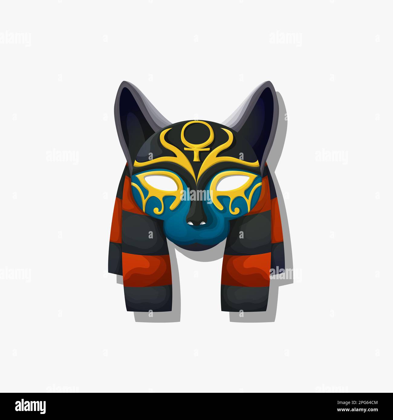 Mask of the Egyptian goddess Bastet, vector illustration Stock Photo ...