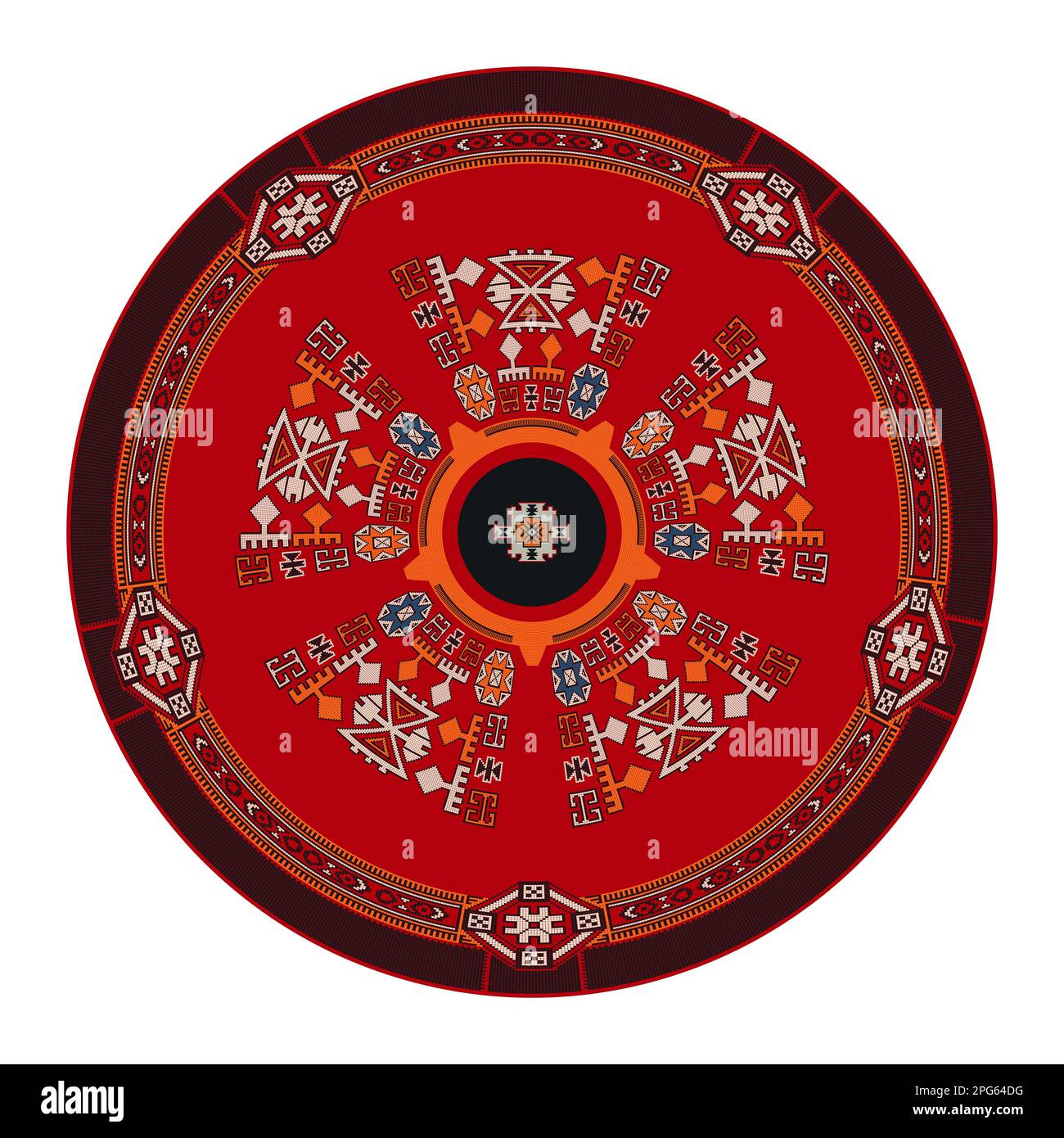 Traditional Kilim round decorative element, vector template Stock Photo ...