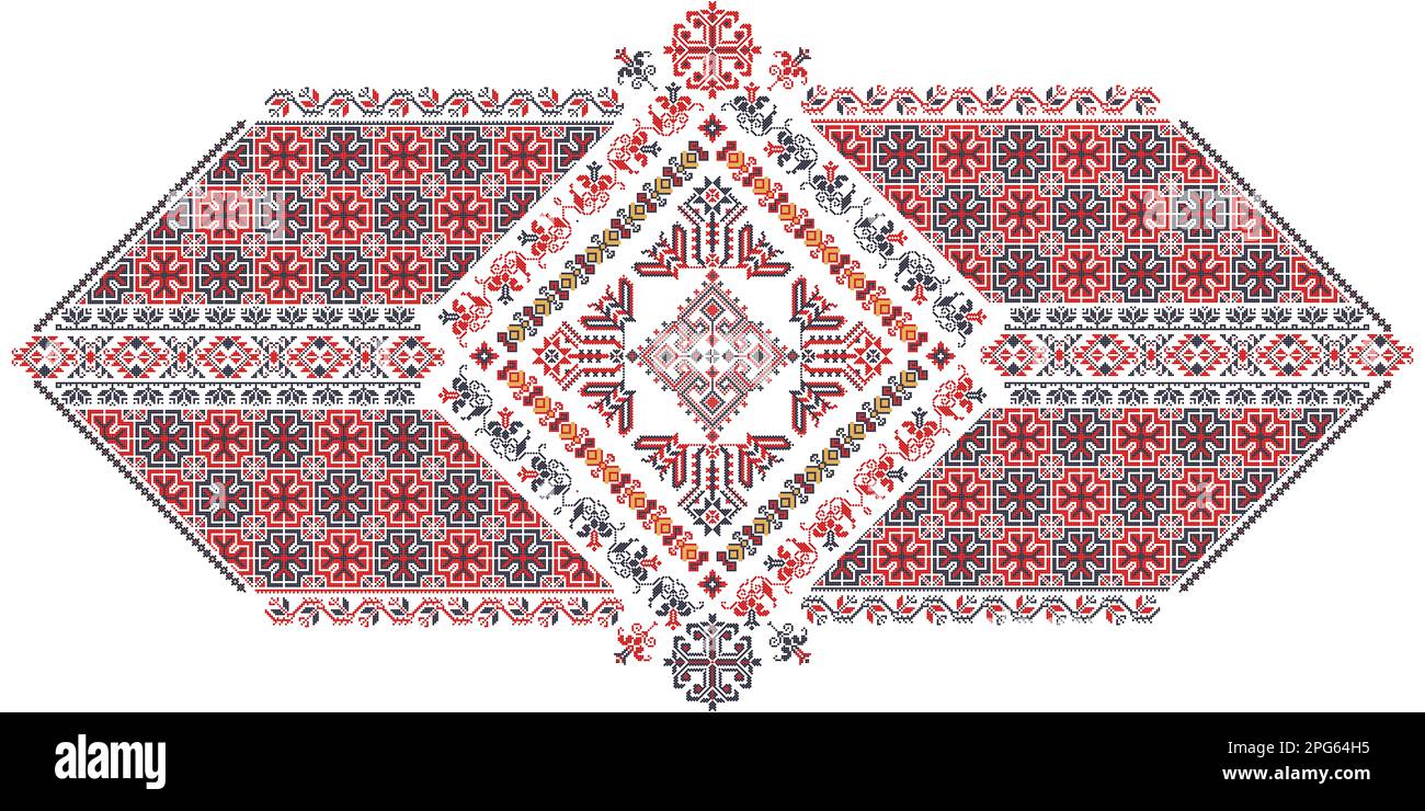 Traditional Romanian embroidery vector design element over white ...