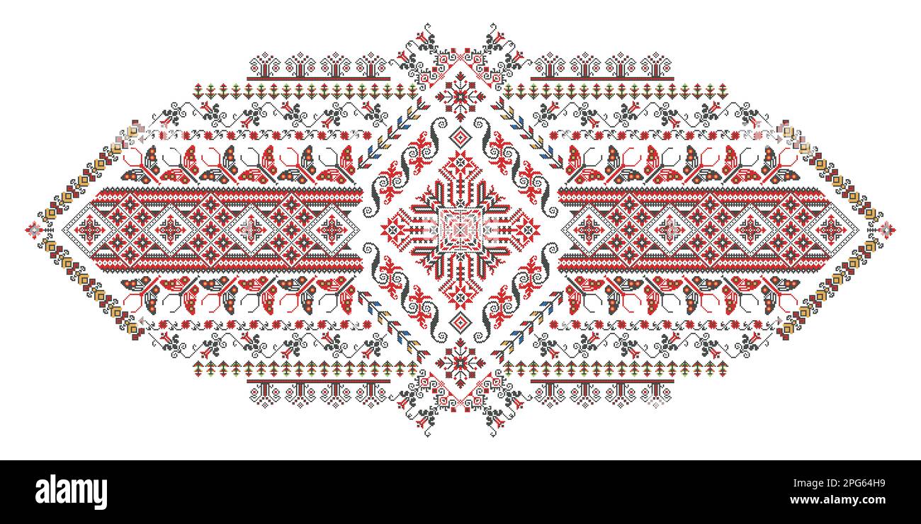Traditional Romanian embroidery vector design elment over white ...