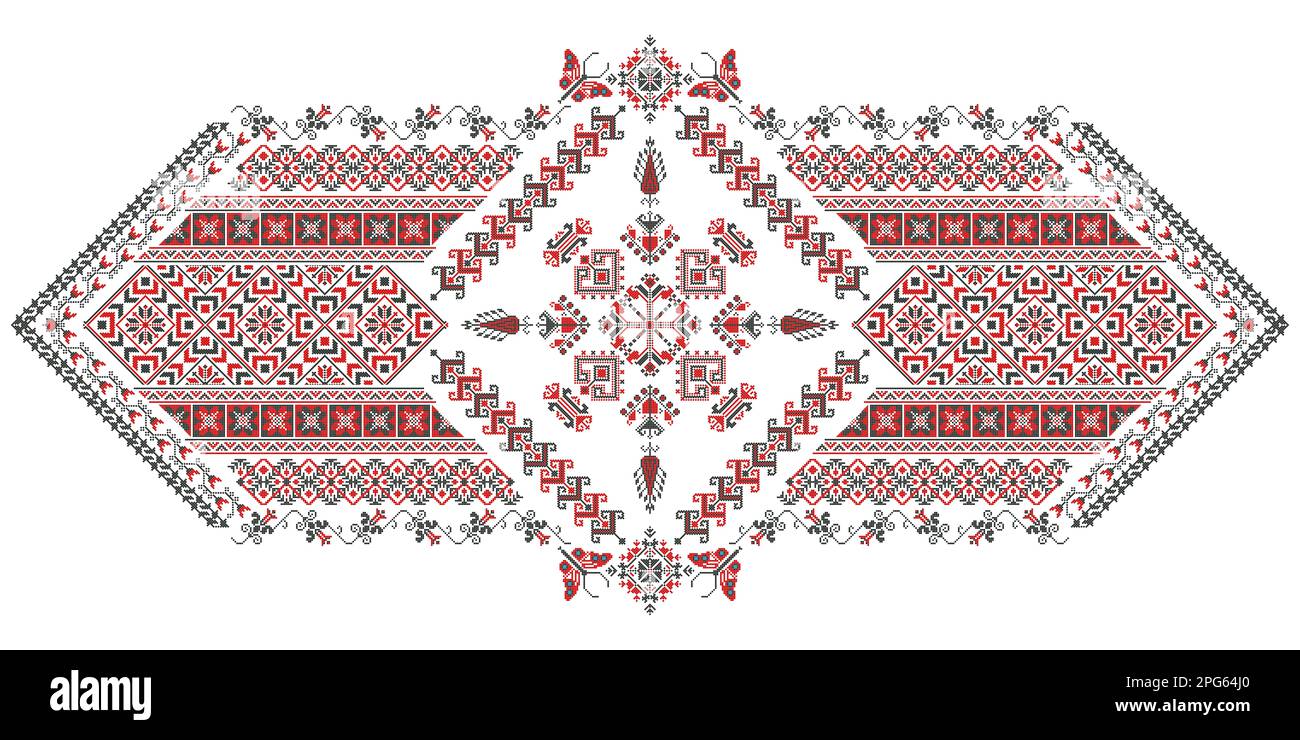 Traditional Romanian embroidery vector design element over white ...