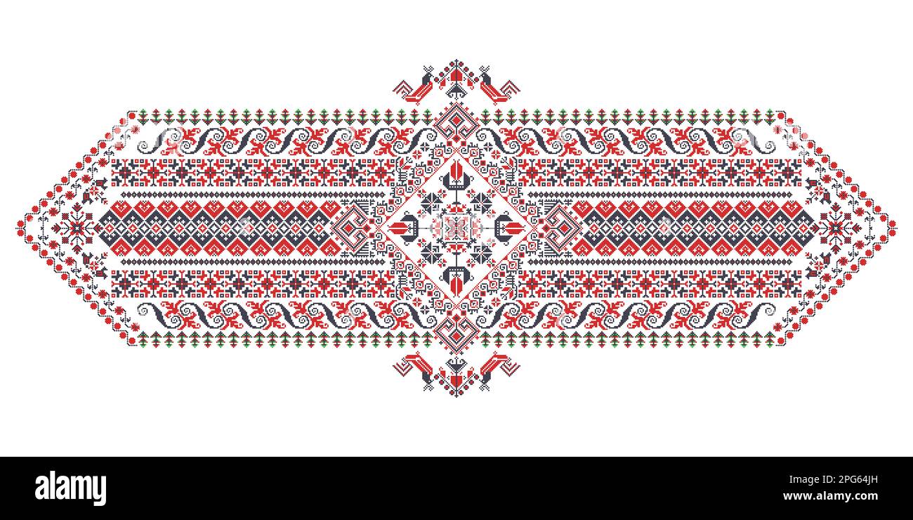 Traditional Romanian embroidery vector design element over white ...