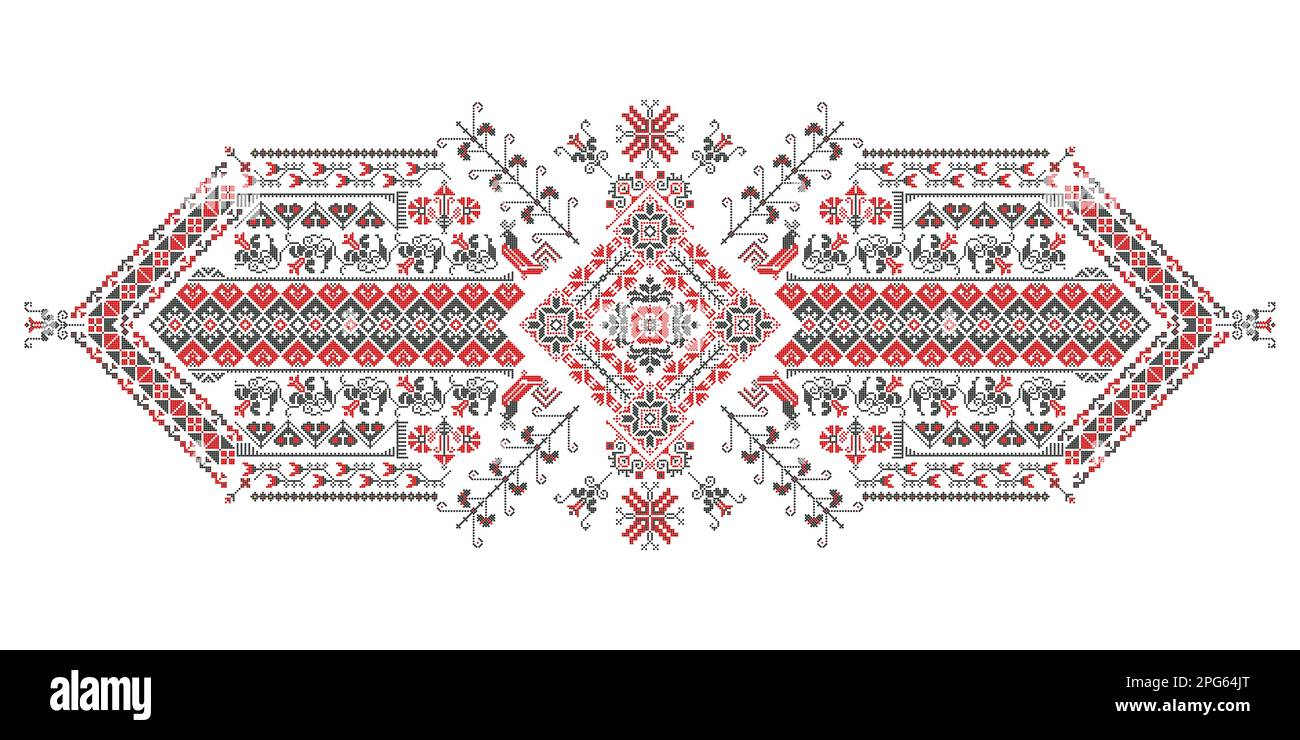Traditional Romanian embroidery vector design elment over white ...