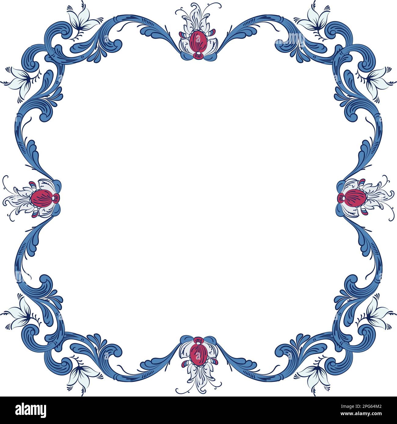 Vector floral frame with traditional Norwegian Rosemaling motif Stock ...