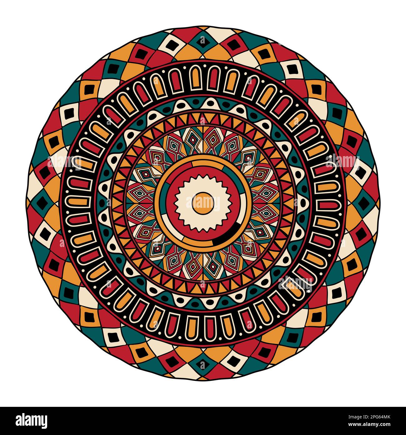 Decorative round tribal design element over white background, vector ...