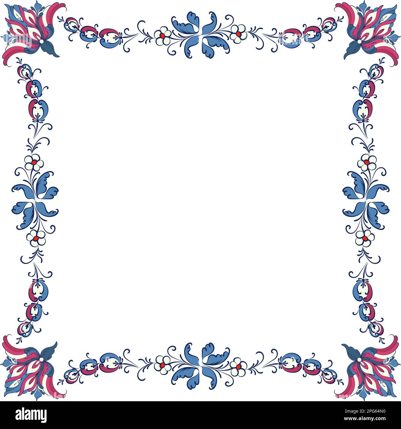 Vector floral frame with traditional Norwegian Rosemaling motif Stock ...